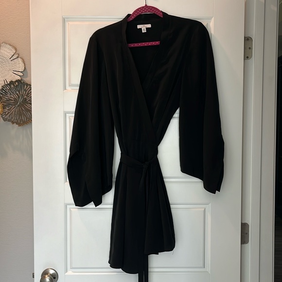 H by Halston | Dresses | Black Wrap Kimono Dress By Halston Medium Like ...
